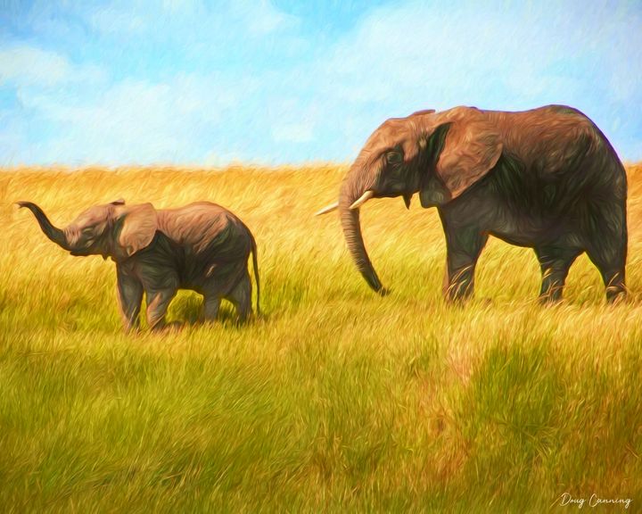 Elephant Walk - Doug Canning - Digital Art & AI, Animals, Birds, & Fish ...