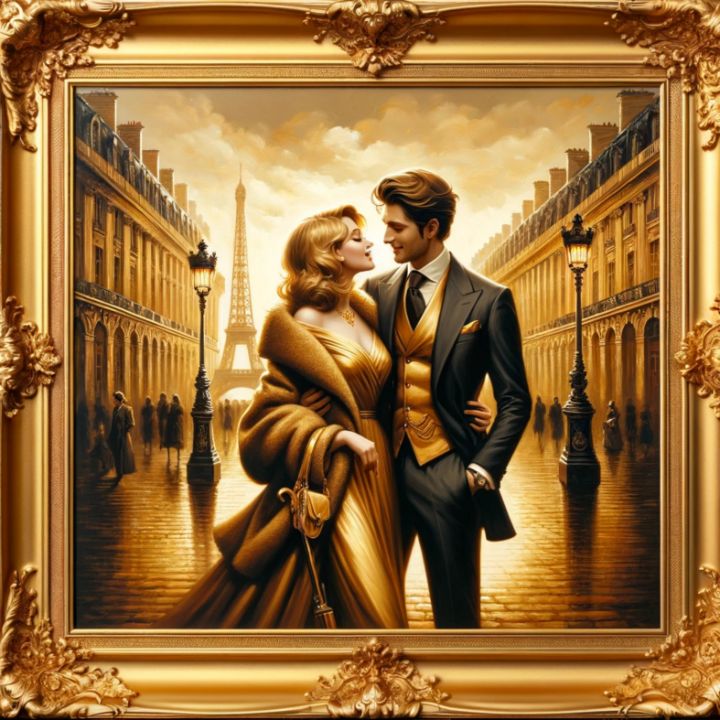 Gold Paris Romance Painting - LUXURY GOLD PAINTINGS - Digital Art ...