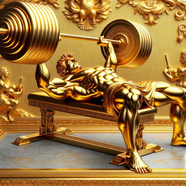 GOLD FITNESS PAINTING -BENCH PRESS - LUXURY GOLD PAINTINGS - Paintings ...