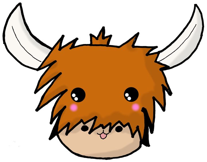 Kawaii Highland Cute Coo (Cow) - Screamingpillow - Drawings ...