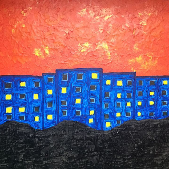 Sunset over the city - Giart - Paintings & Prints, Landscapes & Nature ...