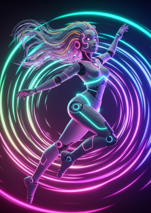 Neon Robot - ArtByChery@ChicByChery Designs - Digital Art & AI, Fantasy ...