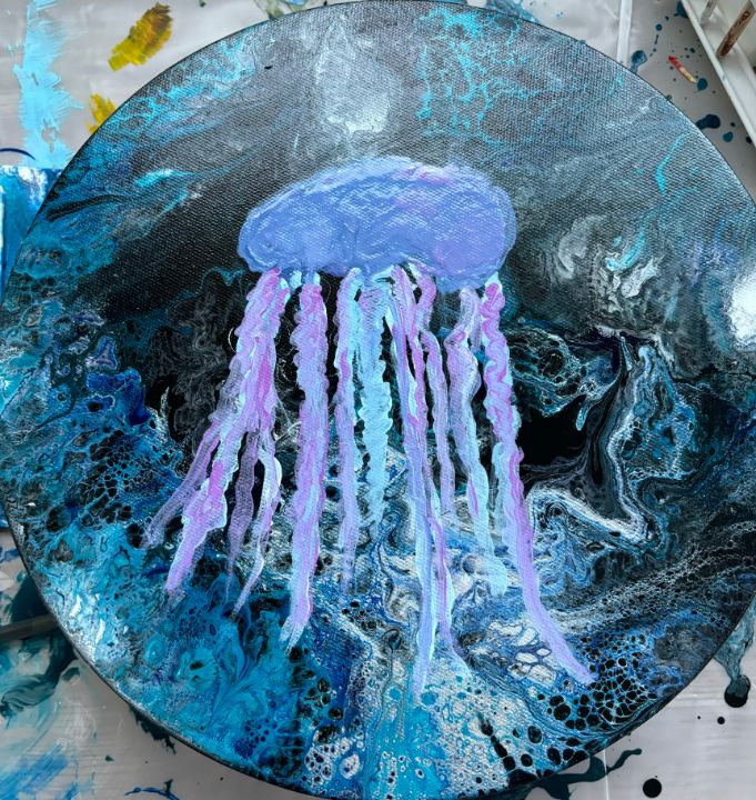 Jellyfish in the abyss - Colors by MillArt - Paintings & Prints ...