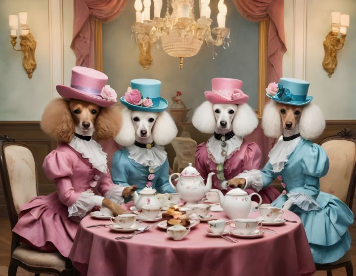 Group of Poodle dogs in dinning room - ArtZone - Digital Art & AI ...