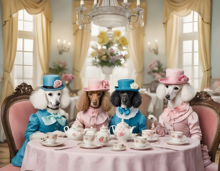 Group of Poodle dogs in dinning room - ArtZone - Digital Art & AI ...