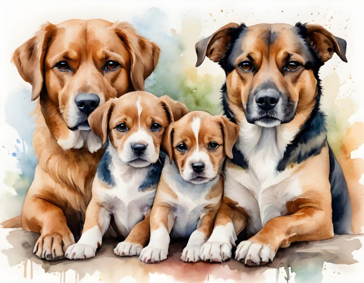 Memories photo for dogs family 3 - ArtZone - Digital Art & AI, Animals ...