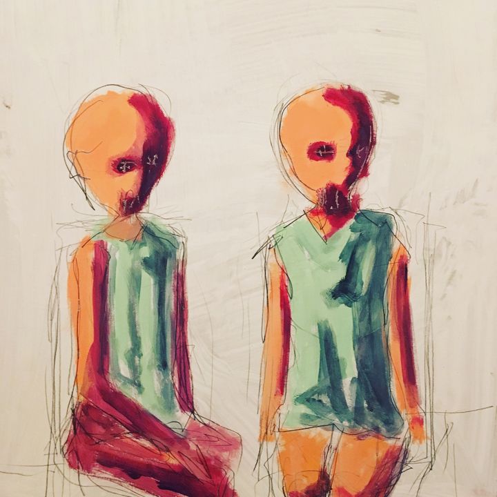 Figures sitting - Andrea Gangi - Paintings & Prints, Sports & Hobbies ...