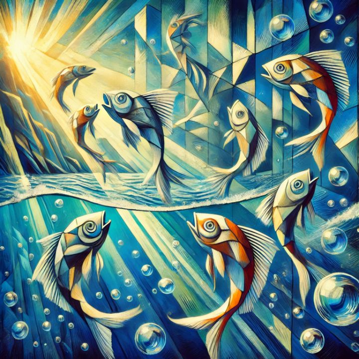 dancing fish at sunrise - Filet SR - Paintings & Prints, Animals, Birds ...