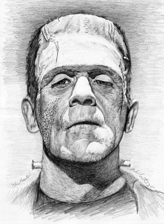 'The Monster' - Boris Karloff - Wally's Art World - Drawings ...