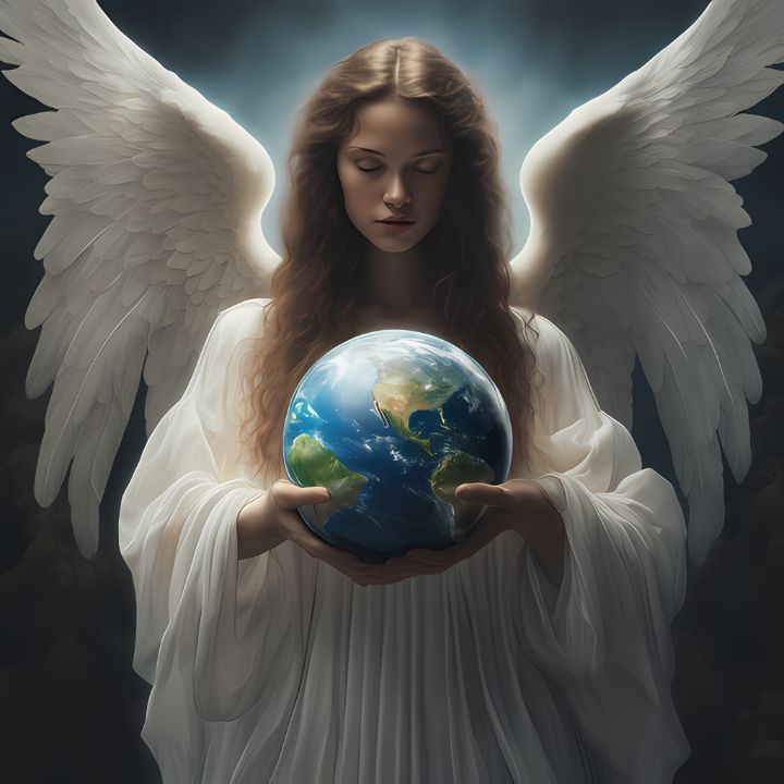 Beautiful Angel protecting the Earth - MespensDigital - Digital Art ...