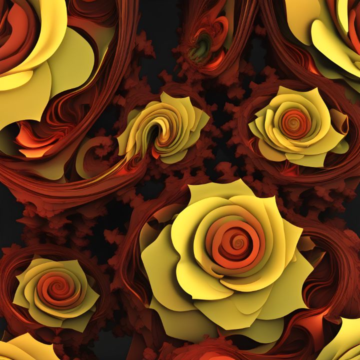 Yellow Fractal Roses - MespensDigital - Digital Art & AI, Flowers ...