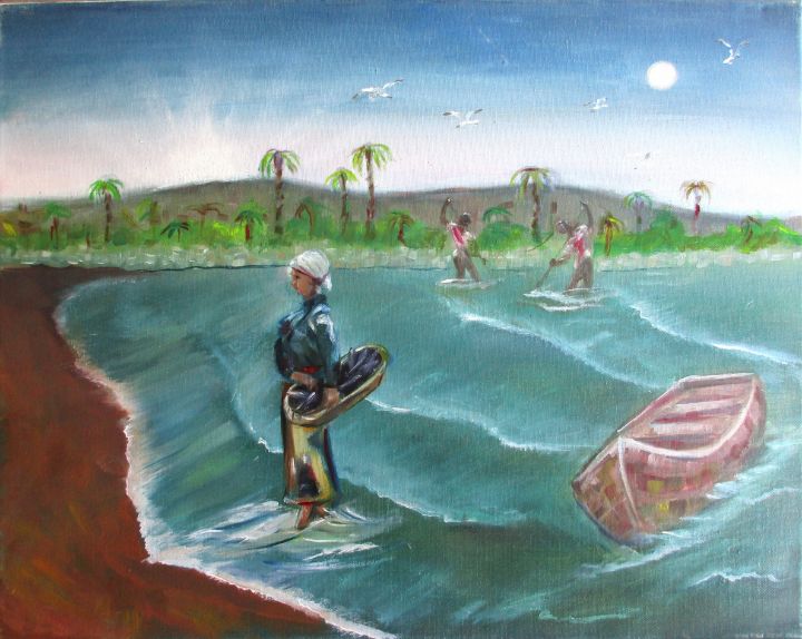 Islanders fishing - Art By Cyril - Paintings & Prints, Ethnic, Cultural ...