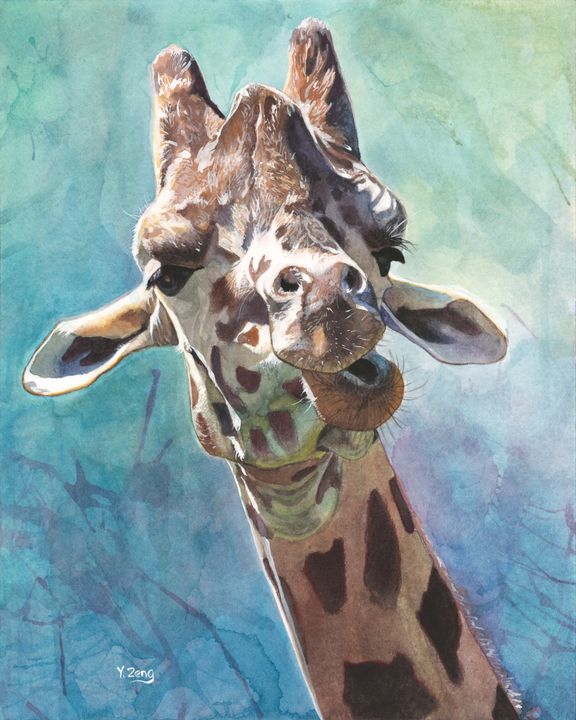Giraffe gouache painting - Yue Zeng - Paintings & Prints, Animals ...