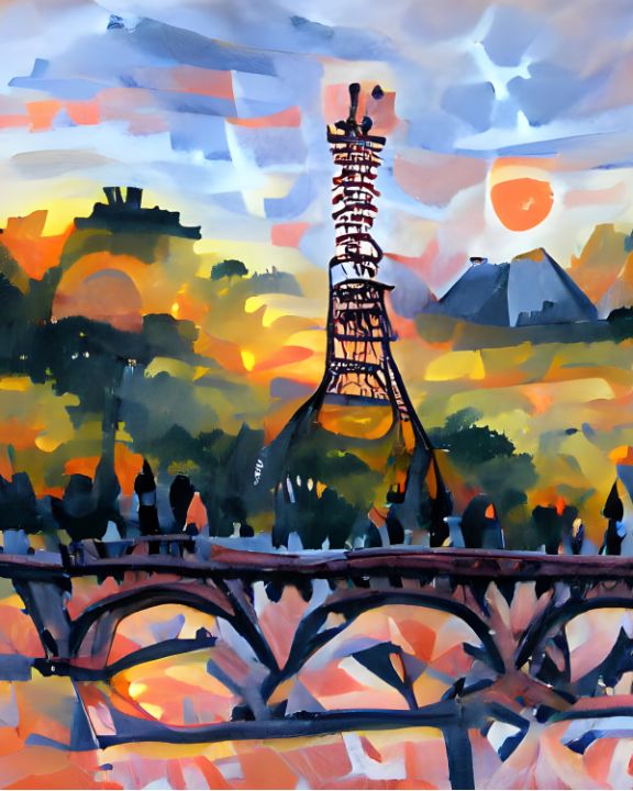 Eiffel-tower in the sunset - Jacob Lambert Store - Paintings & Prints ...