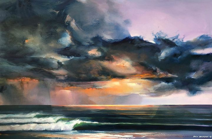 Raglan Sunset - Rick Youmans - Paintings & Prints, Landscapes & Nature, Beach & Ocean, Other ...