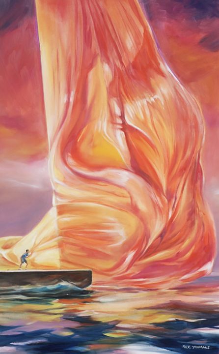 Flaming Spinnika - Rick Youmans - Paintings & Prints, Sports & Hobbies, Boating - ArtPal