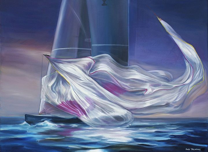White Spinnika - Rick Youmans - Paintings & Prints, Sports & Hobbies, Boating - ArtPal