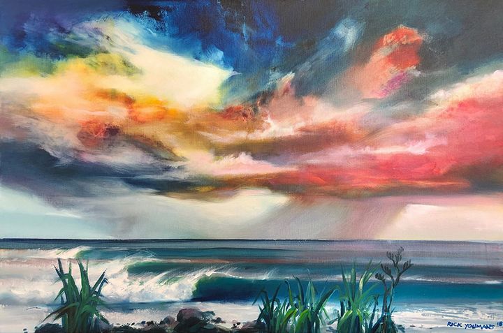 Raglan Evening - Rick Youmans - Paintings & Prints, Landscapes & Nature, Beach & Ocean, Other ...