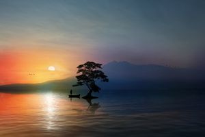 beautiful sunset on the dream lake - iD's - Digital Art & AI, Fantasy ...