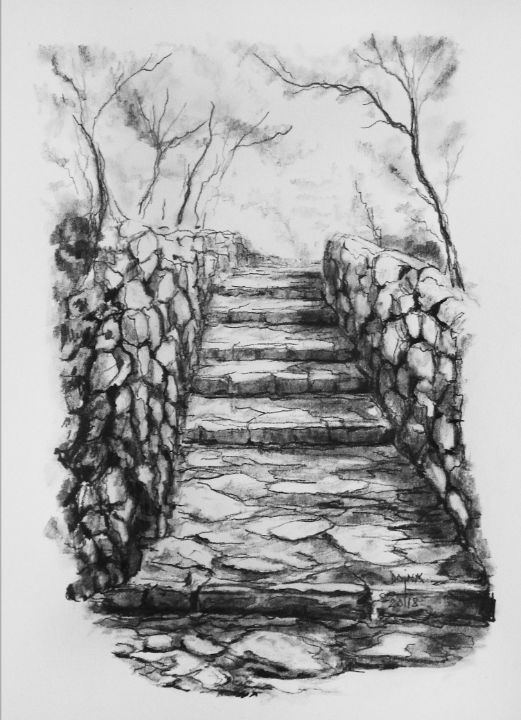 Stone stairs - Doina Balanescu - Drawings & Illustration, Buildings ...