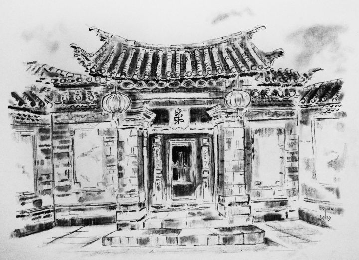 Chinese gate entrance - Doina Balanescu - Drawings & Illustration ...
