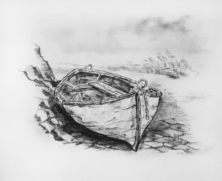 Fishing Boat On Cracked Land - Doina Balanescu - Drawings ...