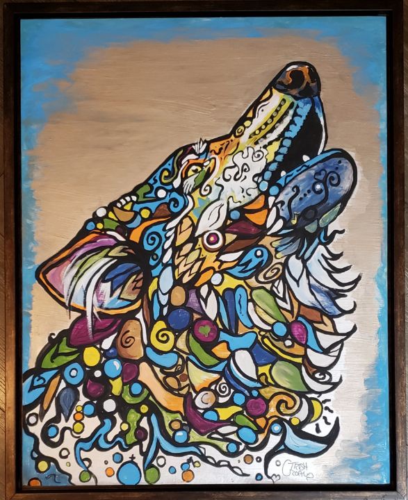 Colorful wolf(SOLD) - MERAKI ART - Paintings & Prints, Animals, Birds ...