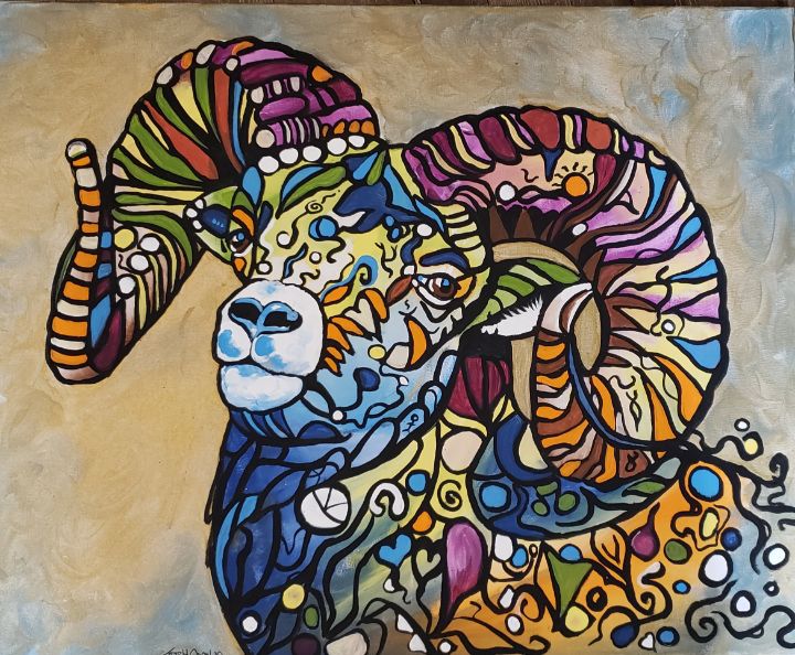 Ram in colour(SOLD) - MERAKI ART - Paintings & Prints, Animals, Birds ...