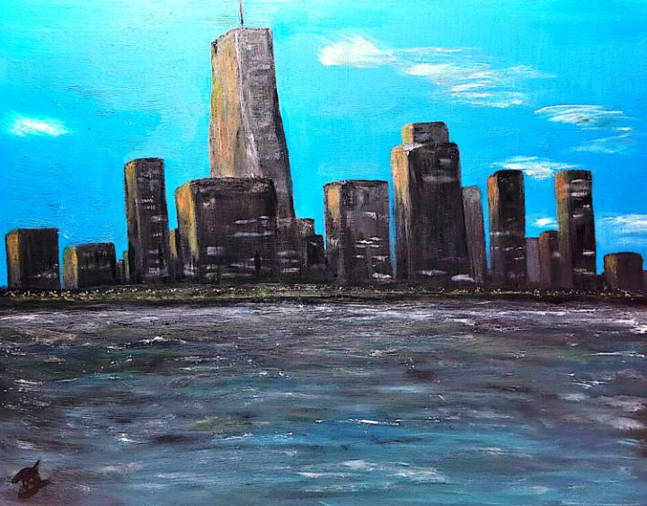 New York skyline - Dk arts - Paintings & Prints, Landscapes & Nature ...