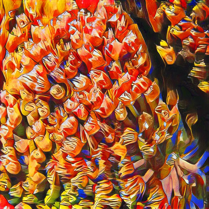 Salmon Tulips - Imagined Cubism - Paintings & Prints, Abstract, Organic ...