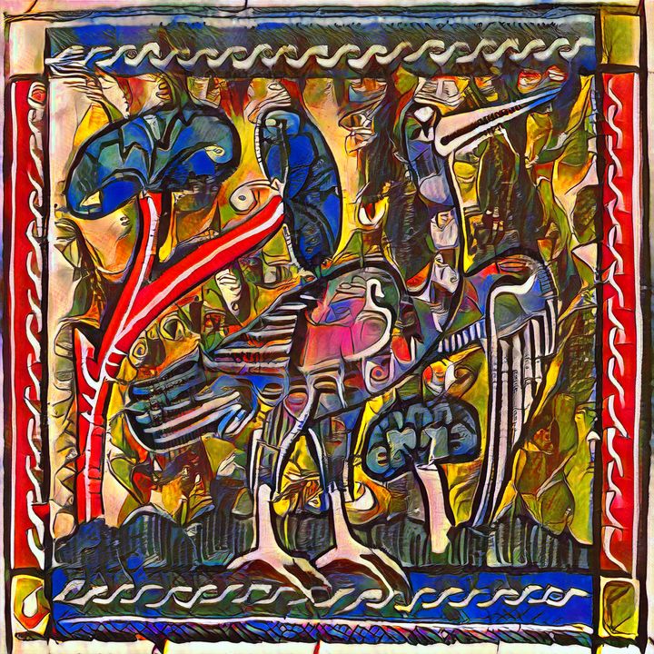 Medieval Heron - Imagined Cubism - Paintings & Prints, Abstract ...