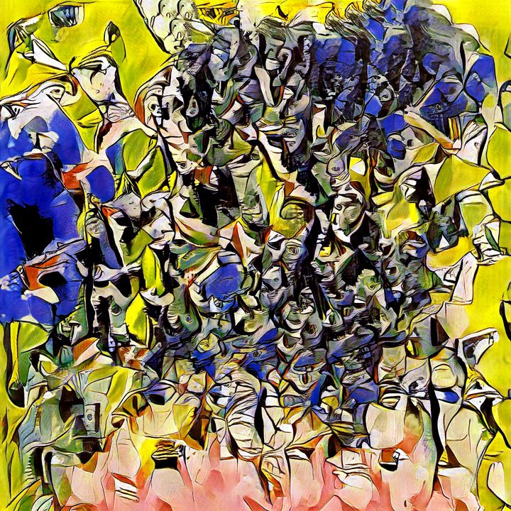 American Football With Cheerleaders - Imagined Cubism - Paintings ...