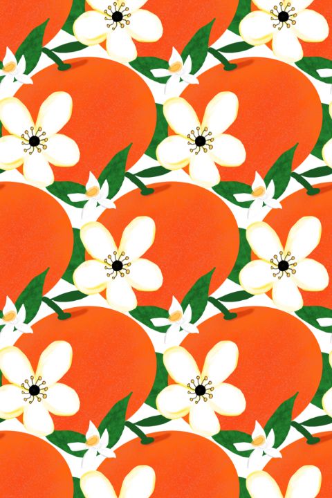 Tangerine Pattern - Tina Mitchell Art - Digital Art & AI, Food ...