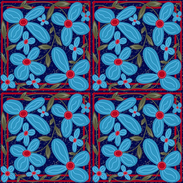 Posey Blue Pattern - Tina Mitchell Art - Drawings & Illustration ...