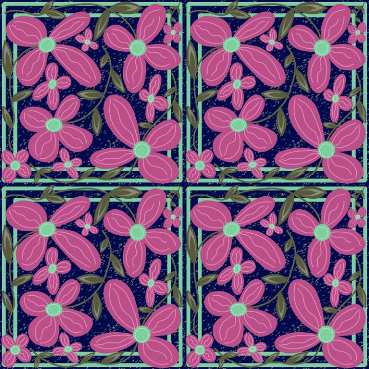 Posey Pink Pattern - Tina Mitchell Art - Drawings & Illustration ...