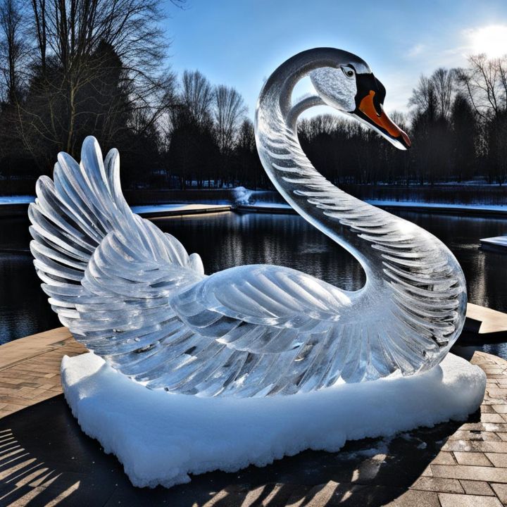 Ice Sculpture of swan - ytdream - Digital Art & AI, Animals, Birds ...