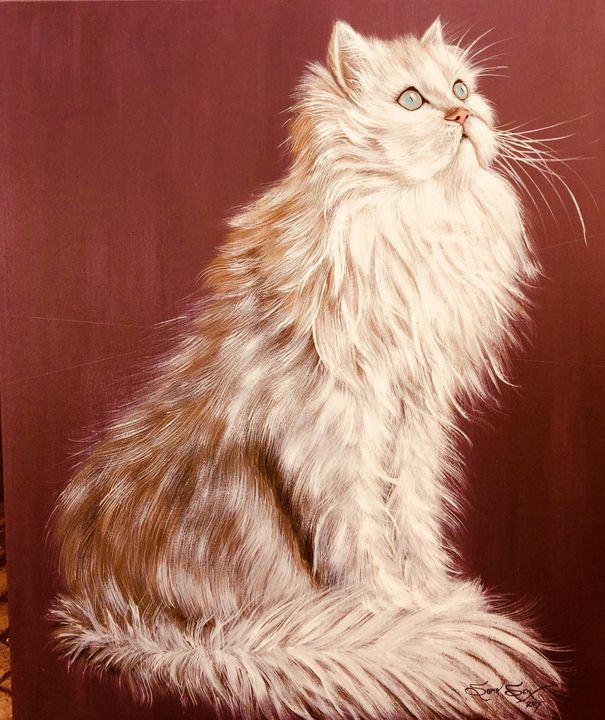 The White Cat - Soma Sen Art - Paintings & Prints, Animals, Birds ...