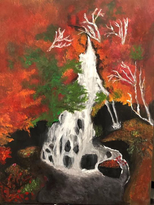 Waterfall in Autumn - Hidden Code Studios - Paintings & Prints ...