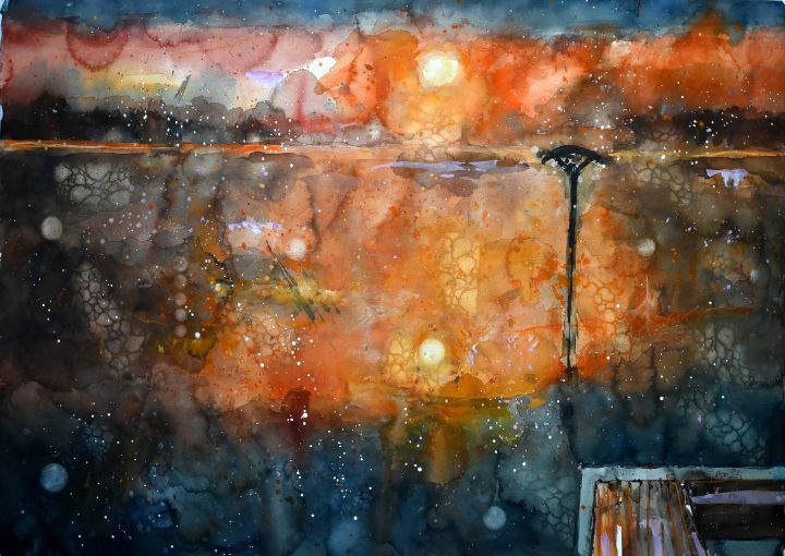 Hunter Lake, WI at sunrise - Rocco Pisto Paintings - Paintings & Prints ...