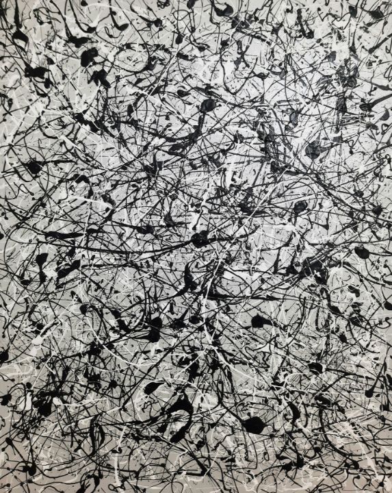 Black + White on Silver - Simon Slater - Paintings & Prints, Abstract ...