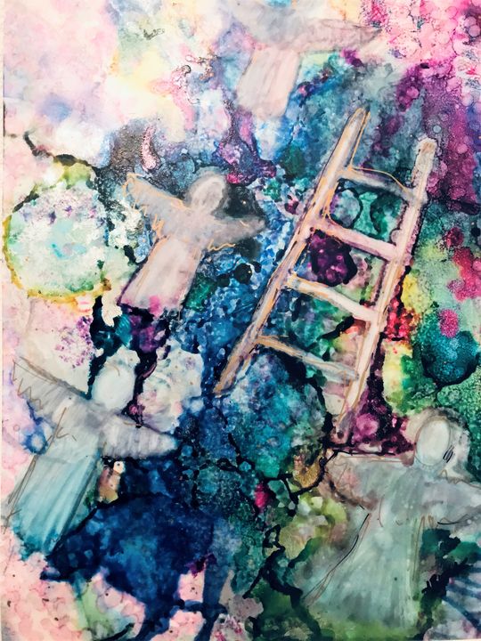 Angels Among Us, Jacob's Ladder - Judy Block - Paintings & Prints ...