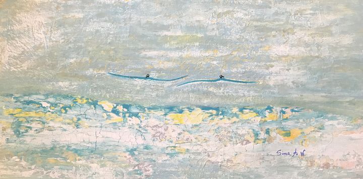 Two birds in the sky. - Sima Arts - Paintings & Prints, Landscapes ...