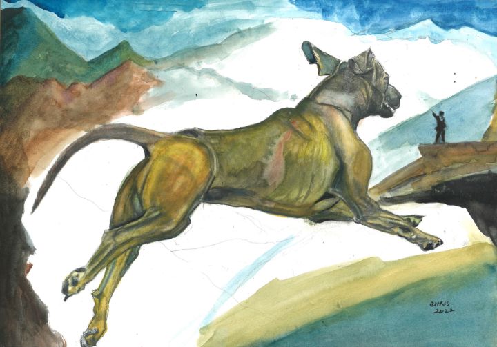 Leaping Dog in the Mountains - Christopher Mitchell - Paintings ...