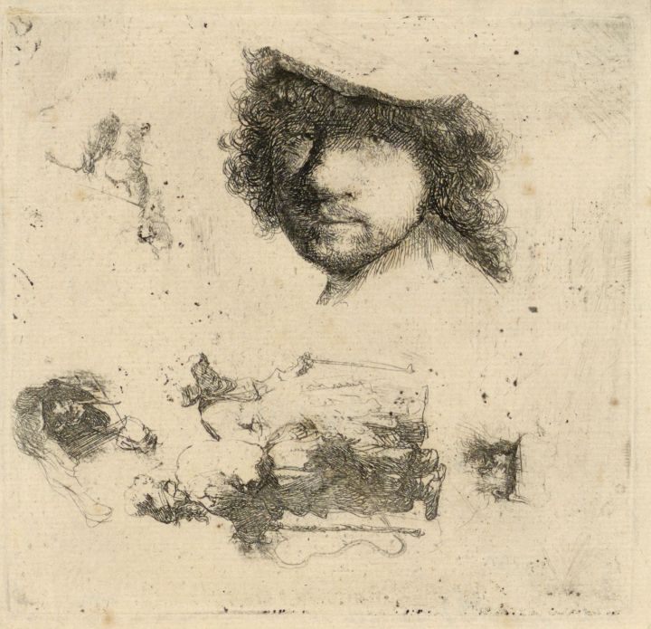 Sheet of Studies Self-portrait - Unique Artworks Collection - Paintings ...