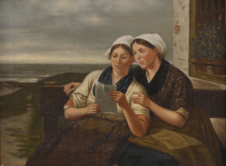 Two young ladies reading a letter - Unique Artworks Collection ...
