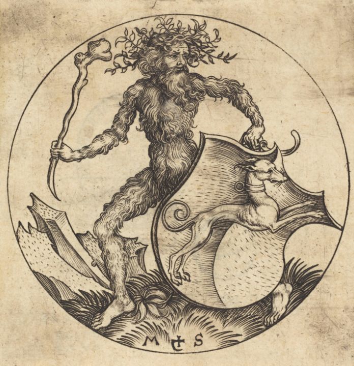 Wild Man Holding a Shield with a Gre - Unique Artworks Collection ...