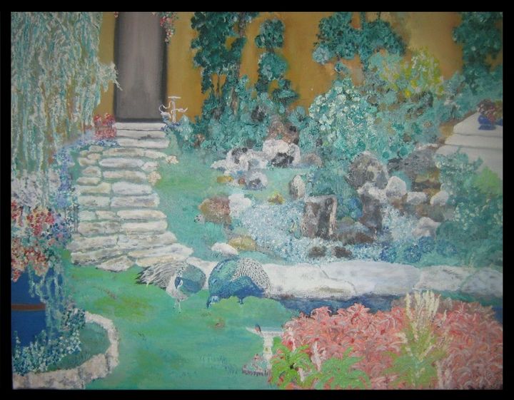 Peacocks Feeding - Brian G Strange - Paintings & Prints, Animals, Birds ...