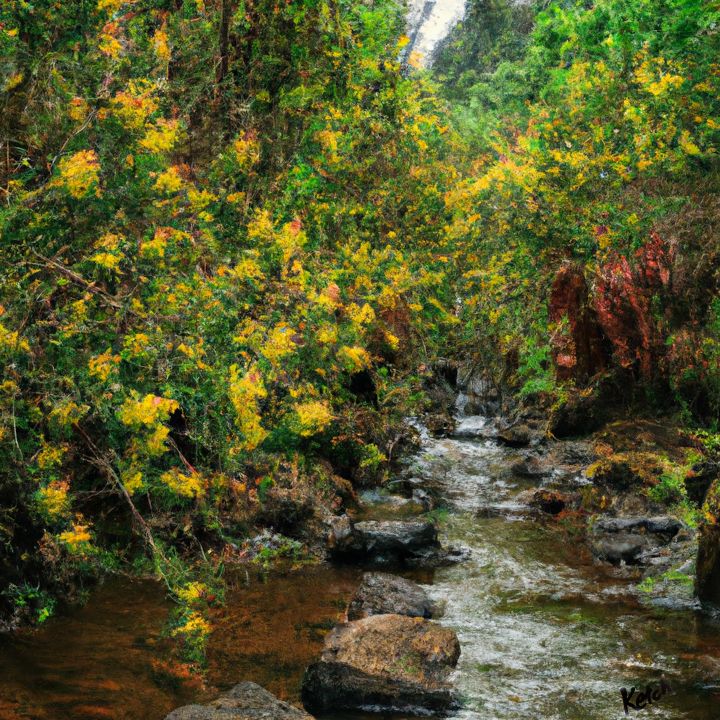 Hawaiian Stream and Lanatana - Print - Sam "Ketch" Monet - Paintings ...