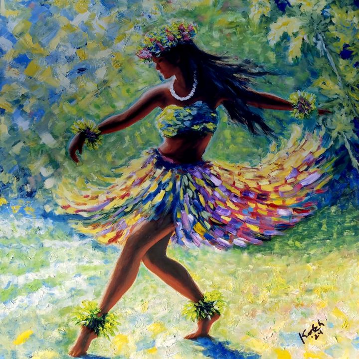 Hula Girl oil on canvas - Sam "Ketch" Monet - Paintings & Prints ...
