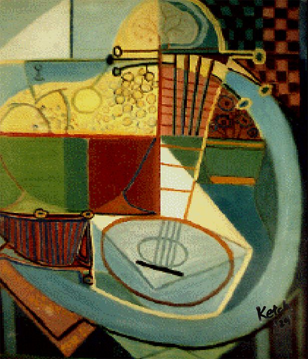 Chair and Banjo Print - Sam "Ketch" Monet - Paintings & Prints ...